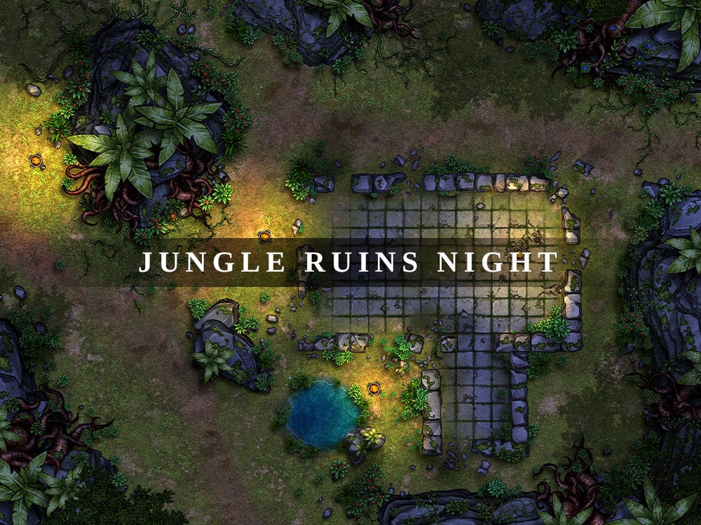Jungle Ruins Digital Battlemap, + Grid/night Versions Dnd Battle Map, Digital Battle Map, 5e ...