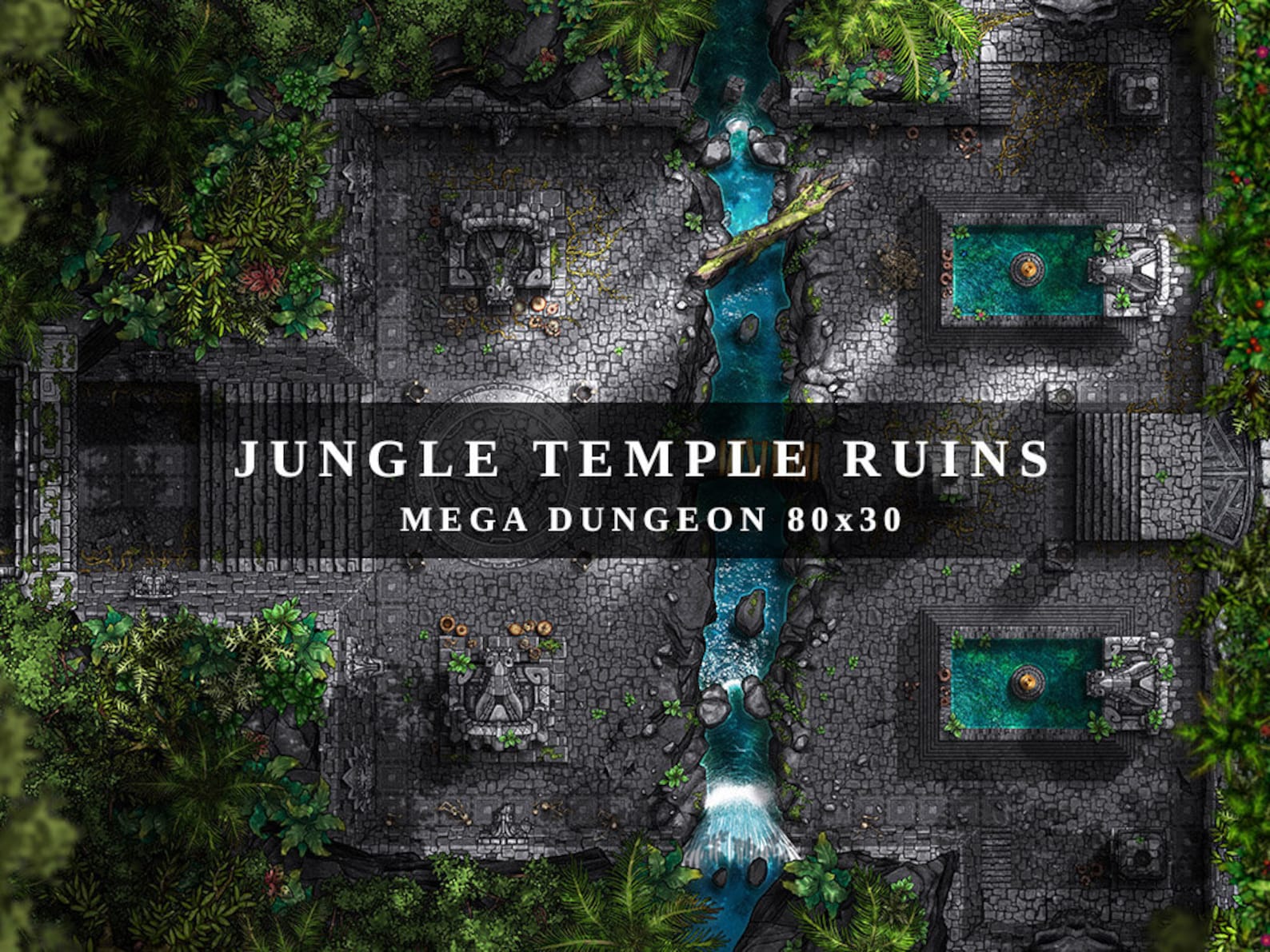 Jungle Temple Ruins Battlemap, Dnd Battle Map, Battle Map, Dungeons and ...