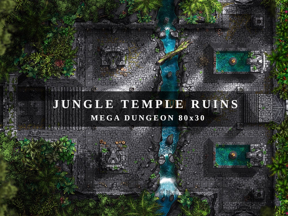 Jungle Temple Ruins Battlemap, Dnd Battle Map, Battle Map, Dungeons and ...