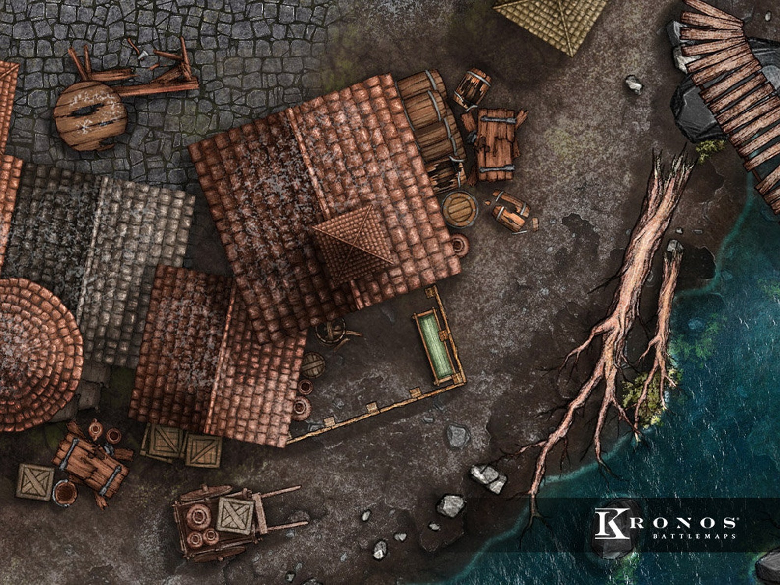 Abandoned Village Battlemap: Flooded Town, RPG Map (digital Download ...
