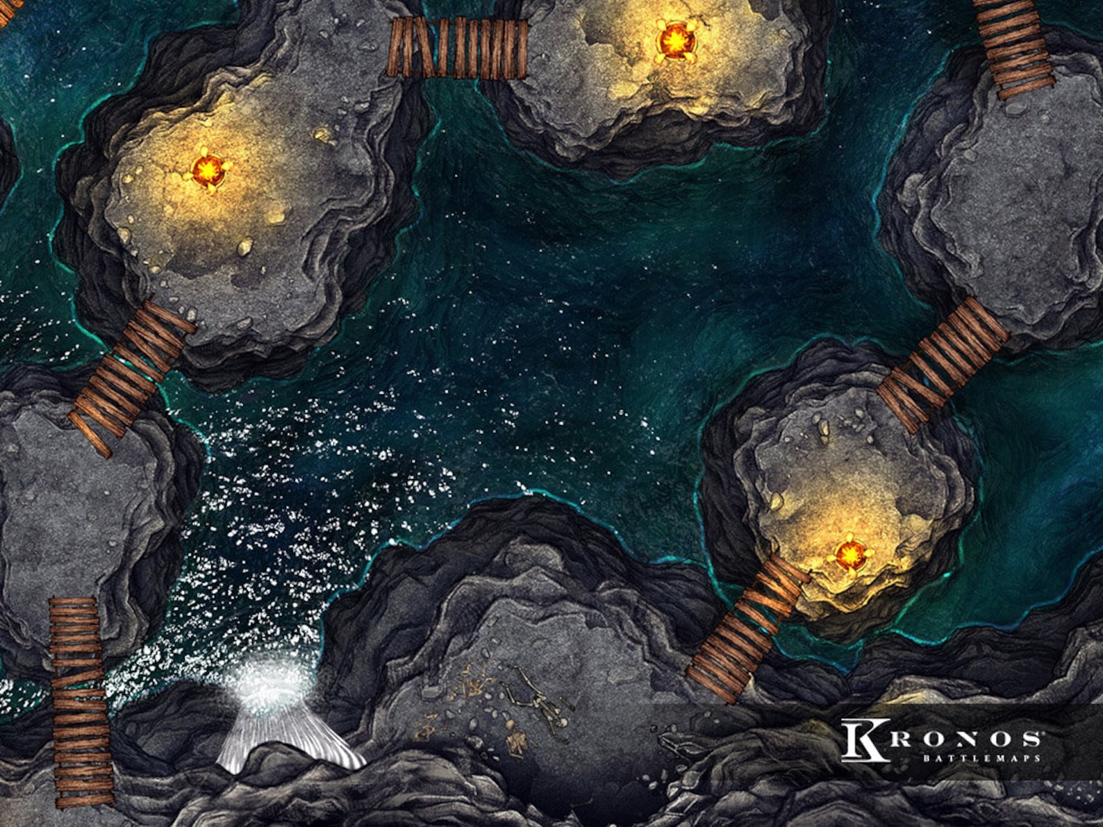 Drowning Cavern Battlemap, Cave, Dnd Battle Map, D&D, Cave, Dungeons and Dragons, 5e, Roll20 ...