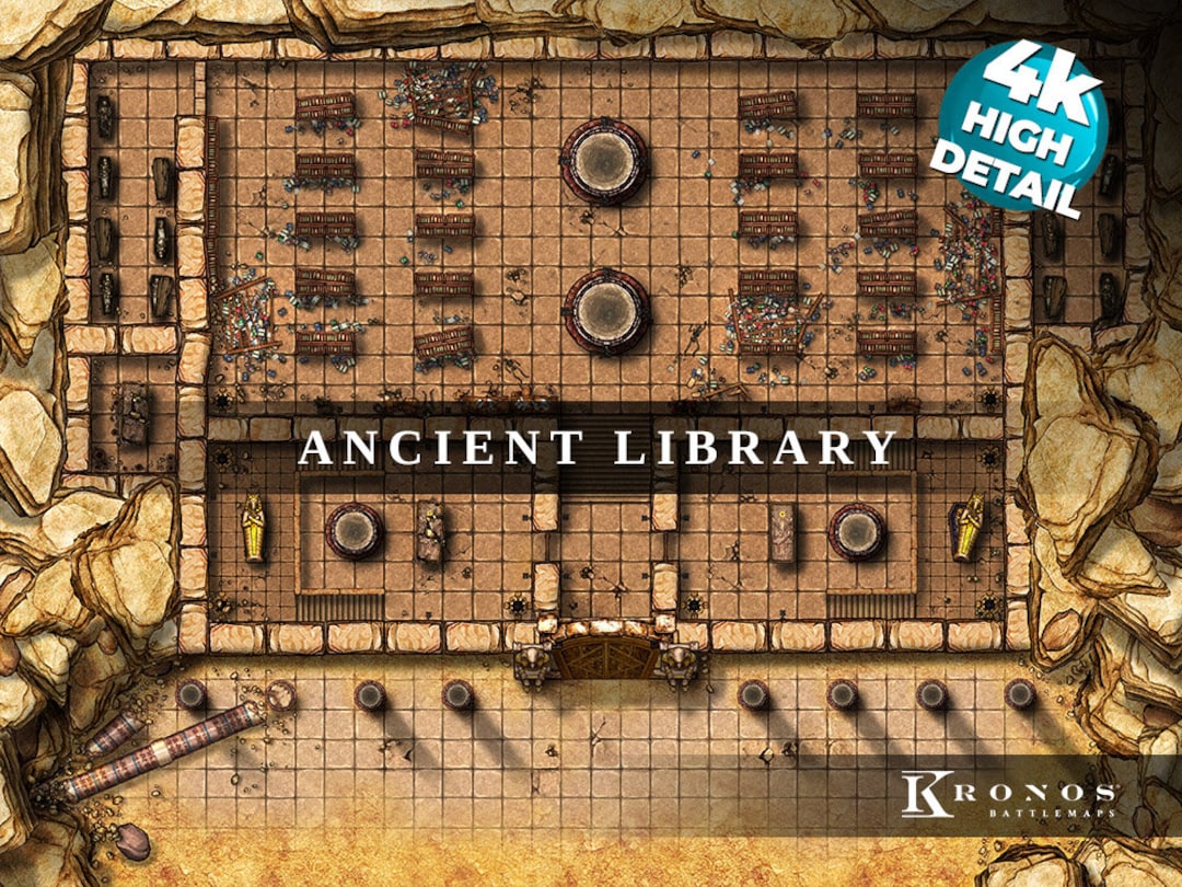 Ancient Library Abandoned Ruins Battlemap, Dnd Battle Map, D&D, Battle ...