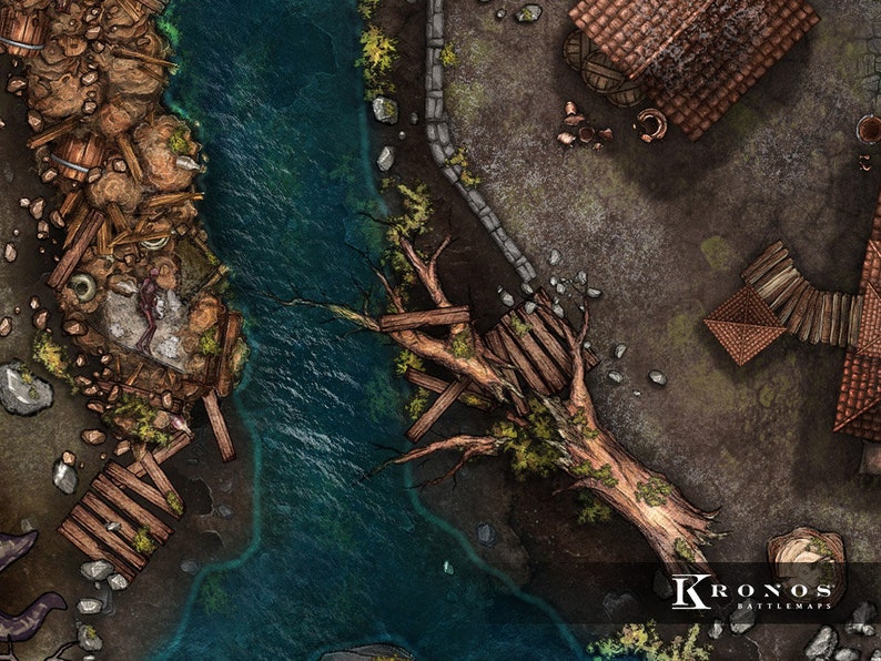Abandoned Village Battlemap: Flooded Town, RPG Map (digital Download ...