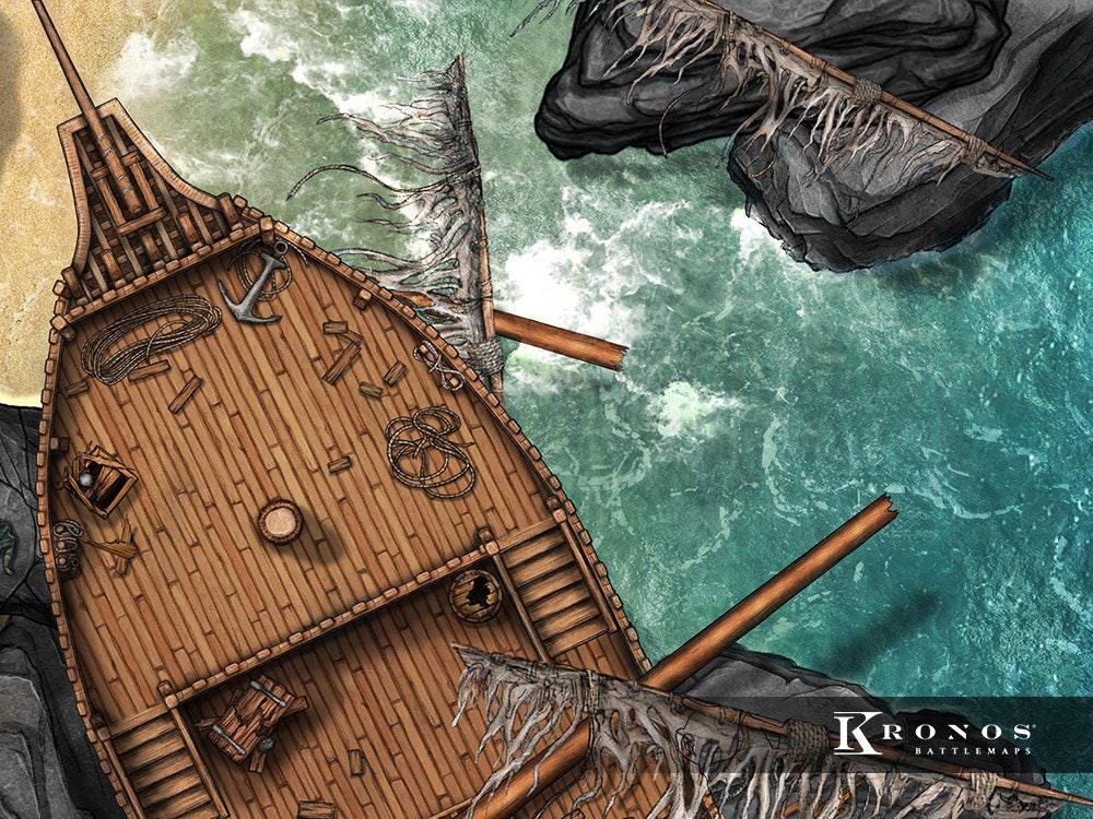Shipwreck Battlemap, Dnd Battle Map, D&D, Dungeons and Dragons, 5e ...