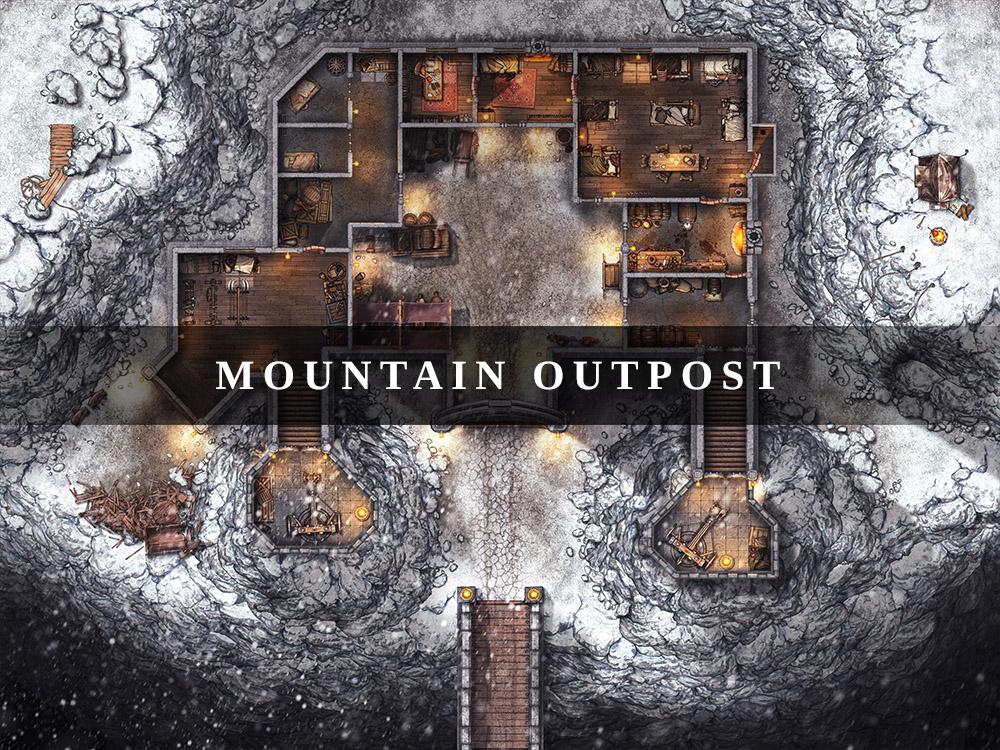 Mountain Outpost Base Battlemap: Thieves Hideout 40x30 Dnd Map (digital ...
