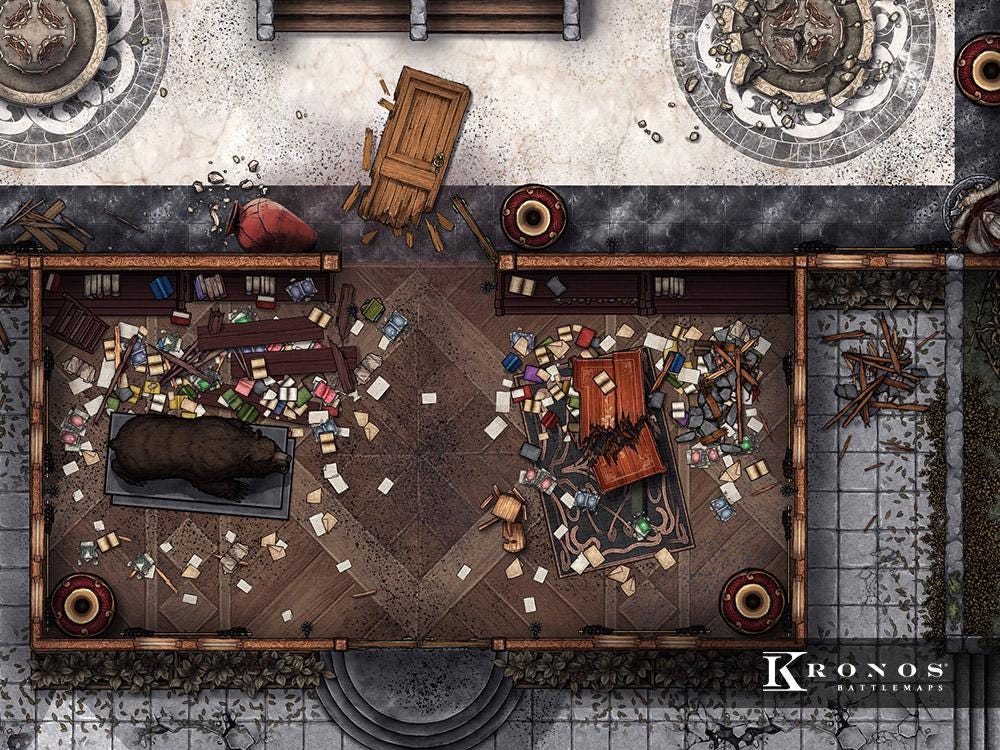 Abandoned Mansion Battle Map: 40x30 Double-story Ruins (digital ...