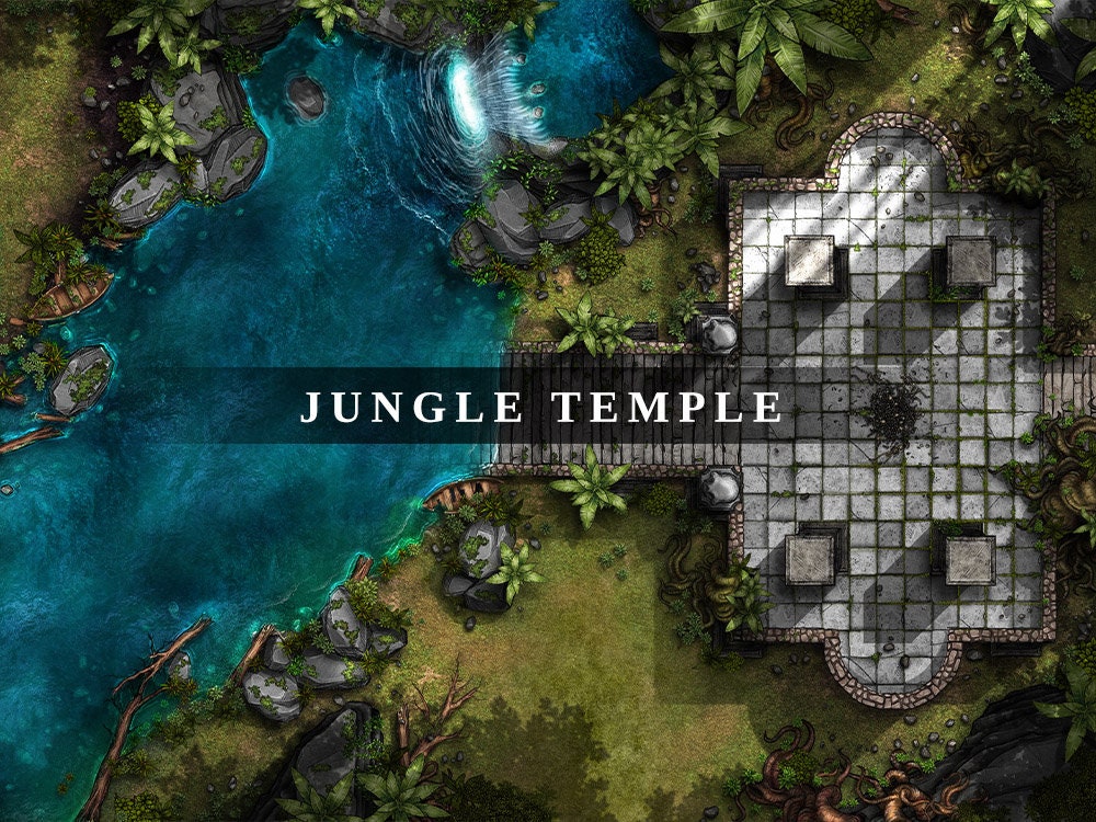 X2 Jungle Temple And Jungle Path Digital Battlemap Dnd Battle Map Digital Battle Map 5e Roll20