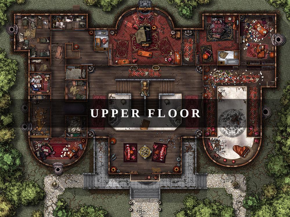 Abandoned Mansion Battle Map: 40x30 Double-story Ruins (digital ...