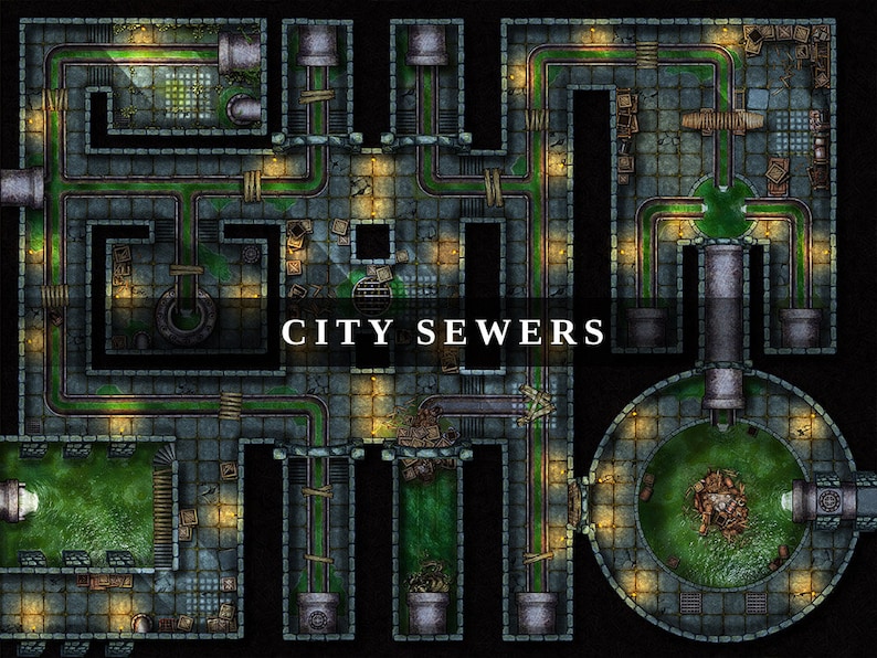 City Sewers Digital Battlemap, Battlemap, Dnd Battle Map, D&D, 5e ...