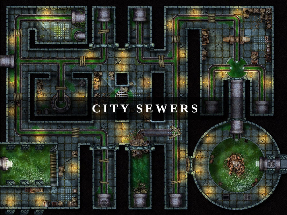 City Sewers Digital Battlemap 40x30 Dnd 5e Map digital Download Etsy