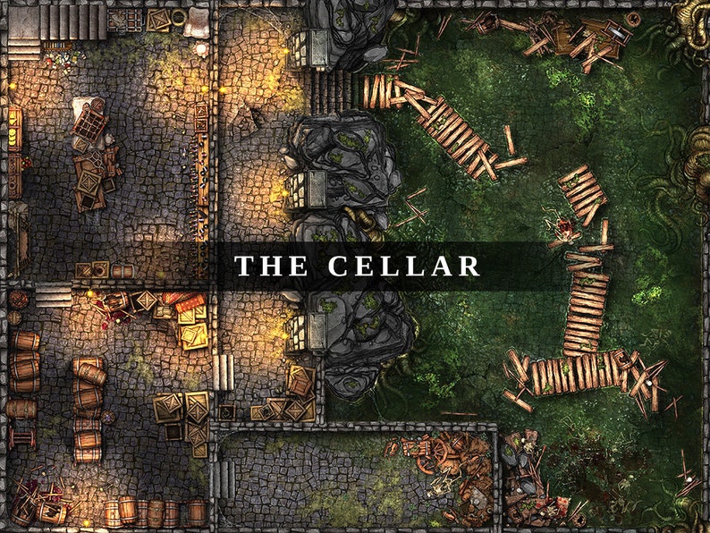 4K Cellar Dungeon Battle Map: Dnd 5e, VTT Ready (digital Map) - Etsy