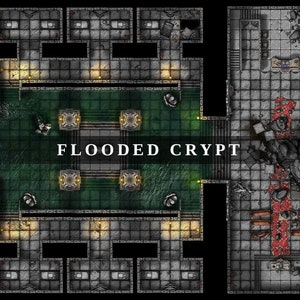 Flooded Crypt Battlemap, Dnd Battle Map, D&D, Battle Map, Dungeons and ...