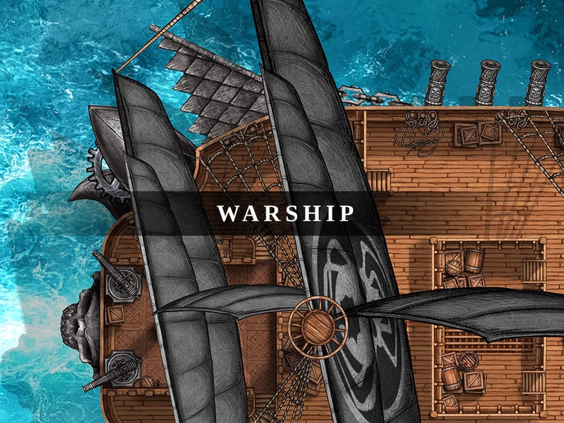 Warship, Boat Battlemap, 4k, Dnd Battle Map, D&D, Dungeons and Dragons ...