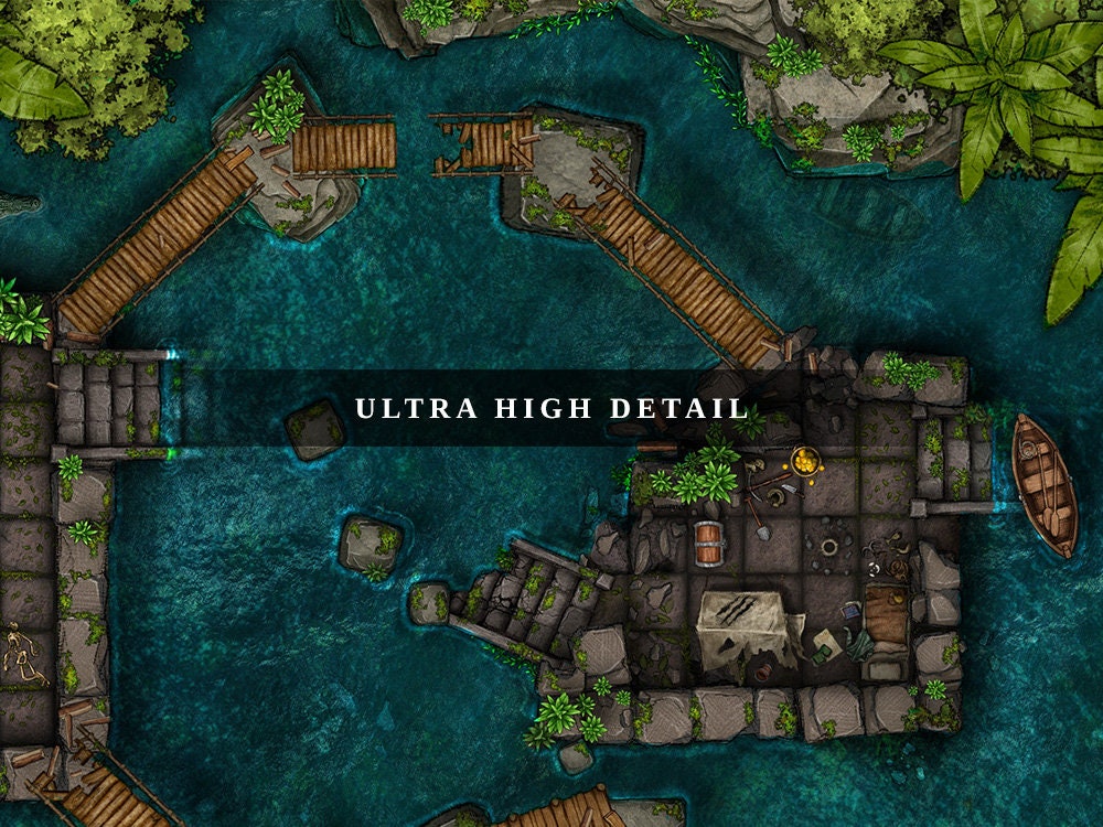The Sunken Temple - Battlemap - Etsy