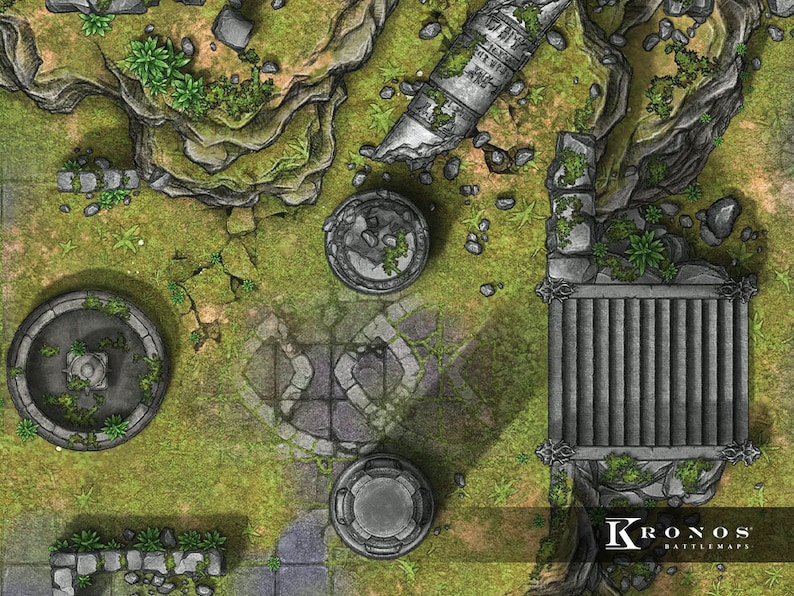 Forest Ruins Digital Battlemap: Dnd 5e VTT Map (40x30) - Etsy