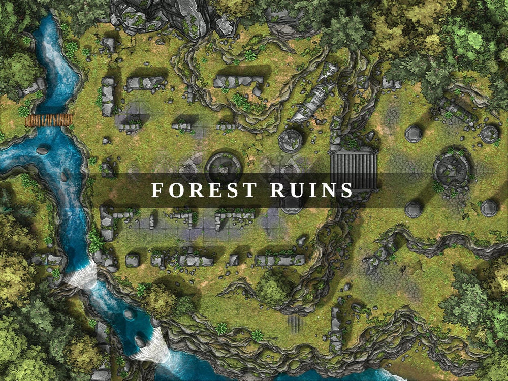 Forest Ruins Digital Battlemap: Dnd 5e VTT Map (40x30) - Etsy