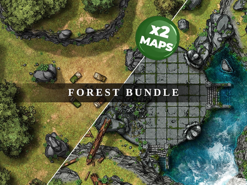 Forest Encounter Digital Battlemap X2, Dnd Battle Map, Dungeons and ...