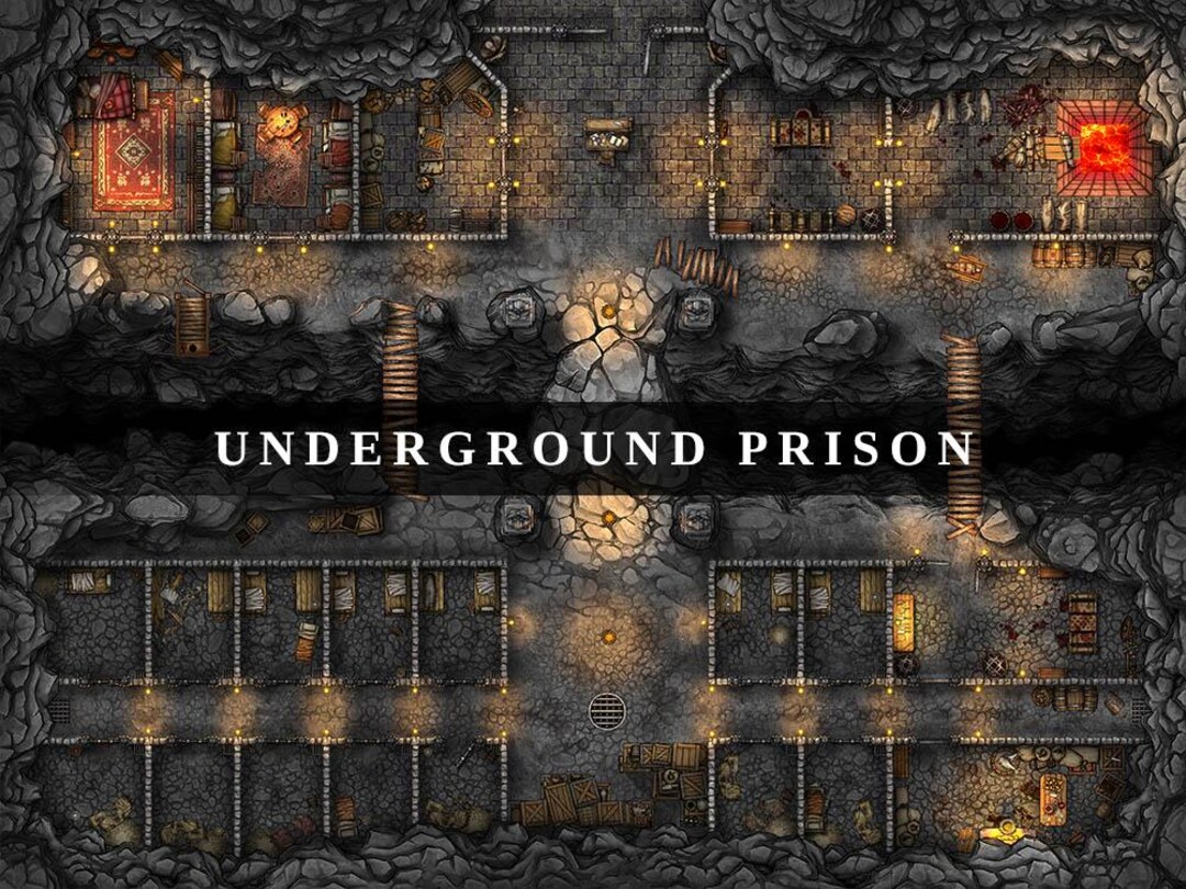 Underground Prison Battlemap: 40x30 Dnd Map (digital Map) - Etsy