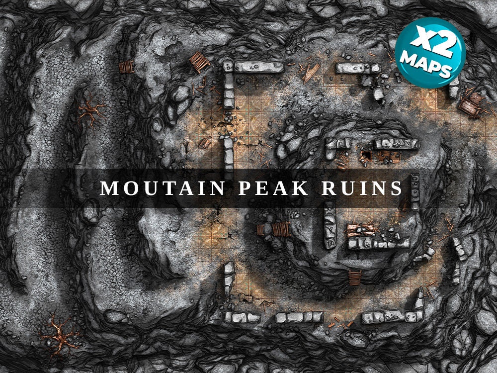 Mountain Peak Ruins Digital Battlemap: Grid & Night Versions (VTT) - Etsy