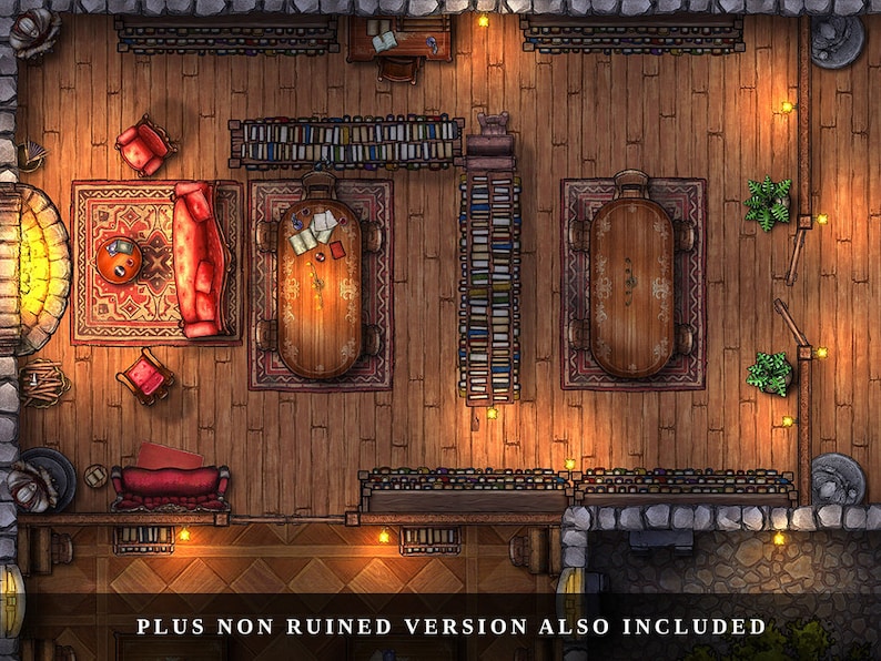 Abandoned Library Ruins Battlemap: 40x30 Dnd 5e (digital Download) - Etsy
