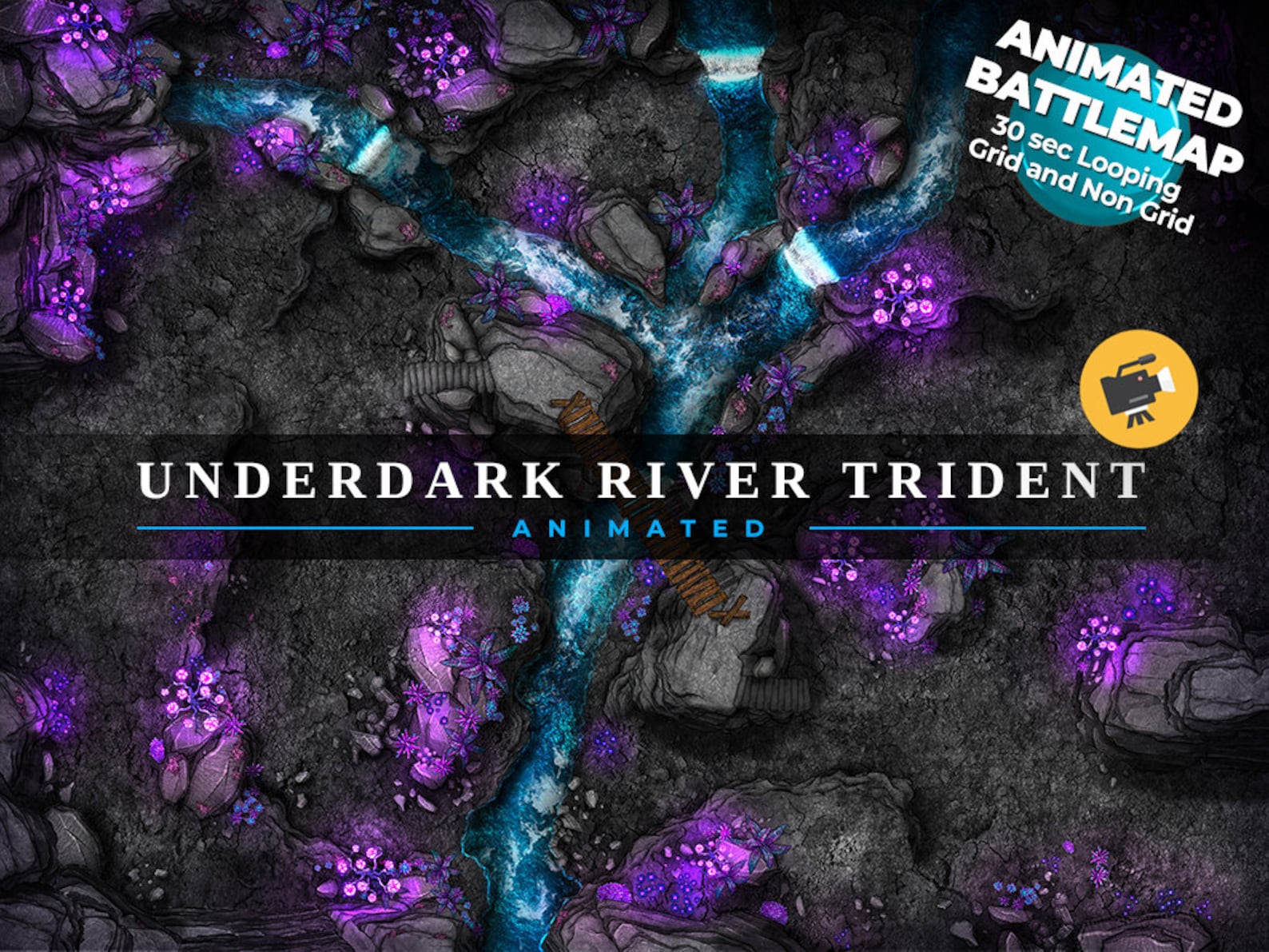Underdark River Trident Animated Battlemap: Dnd 5e (digital Map) - Etsy
