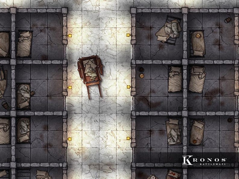 Insane Asylum Battlemap: 40x30 Dnd Prison (digital Map) - Etsy