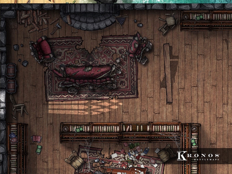 Abandoned Library Ruins Battlemap, Dnd Battle Map, D&D, Battle Map ...