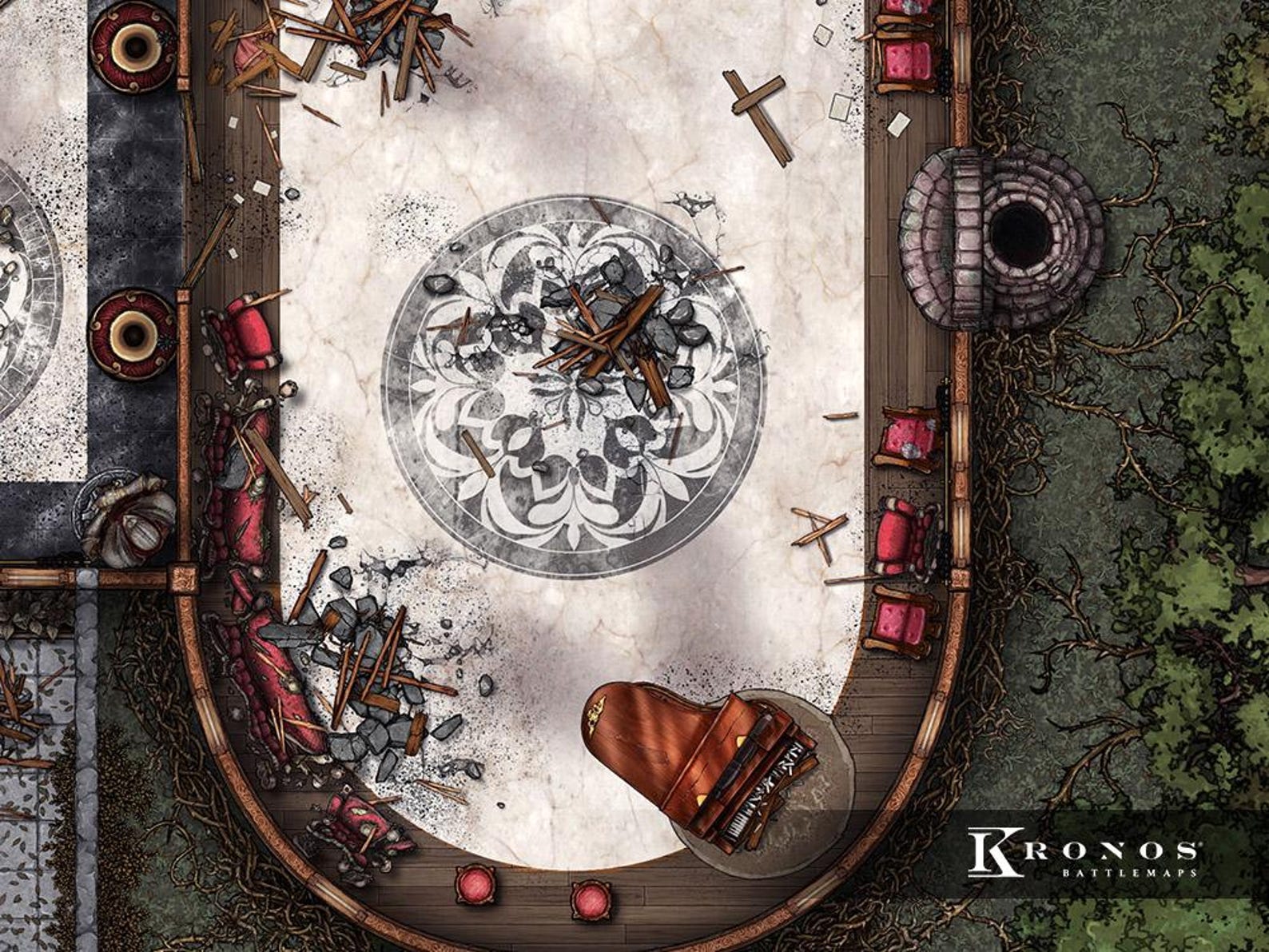 Abandoned Mansion Battle Map: 40x30 Double-story Ruins (digital ...