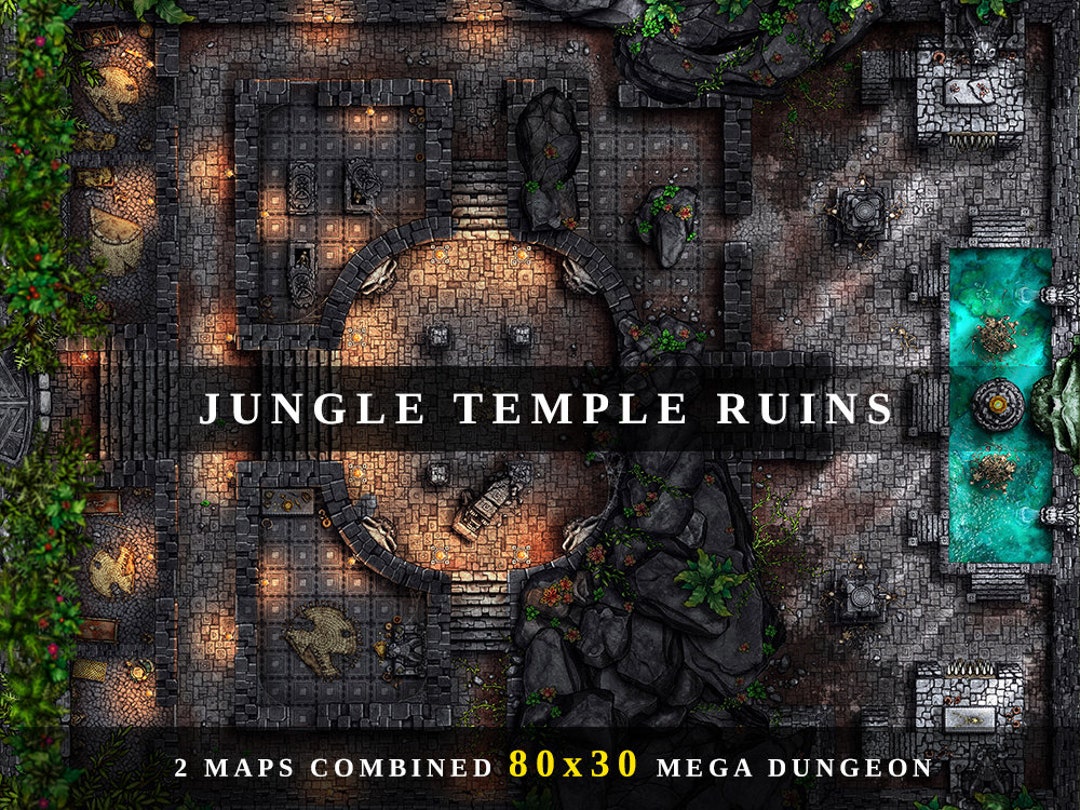 Jungle Temple Ruins Battlemap, Dnd Battle Map, Battle Map, Dungeons and Dragons, 5e, Roll20 ...