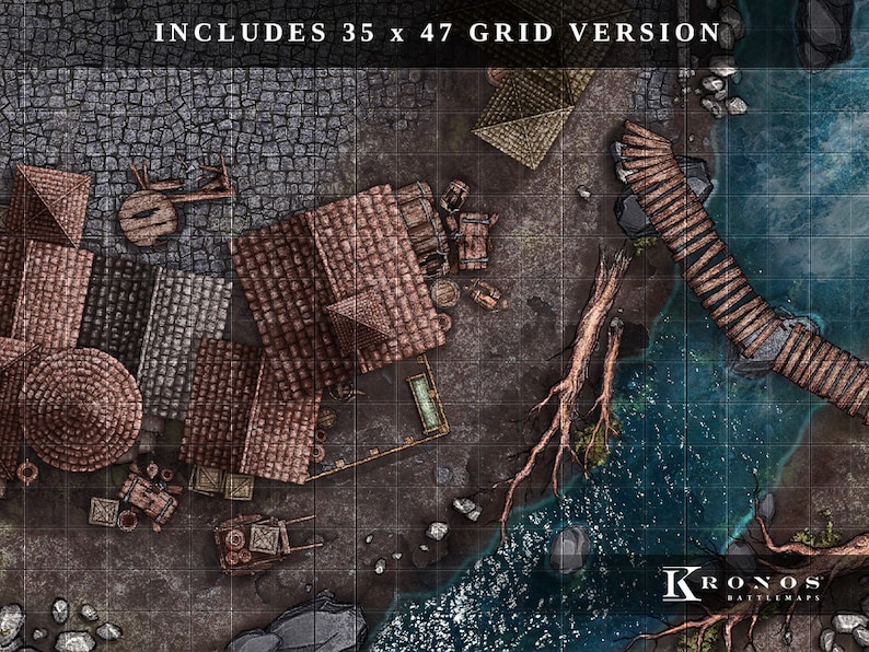 Abandoned Village Battlemap: Flooded Town, RPG Map (digital Download ...