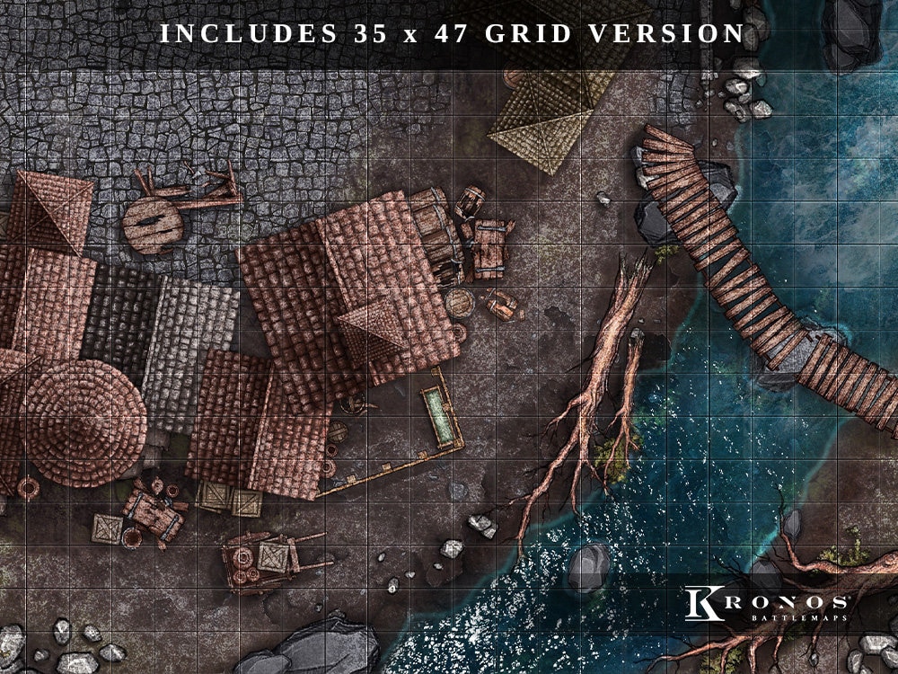 Abandoned Village Battlemap: Flooded Town, RPG Map (digital Download ...
