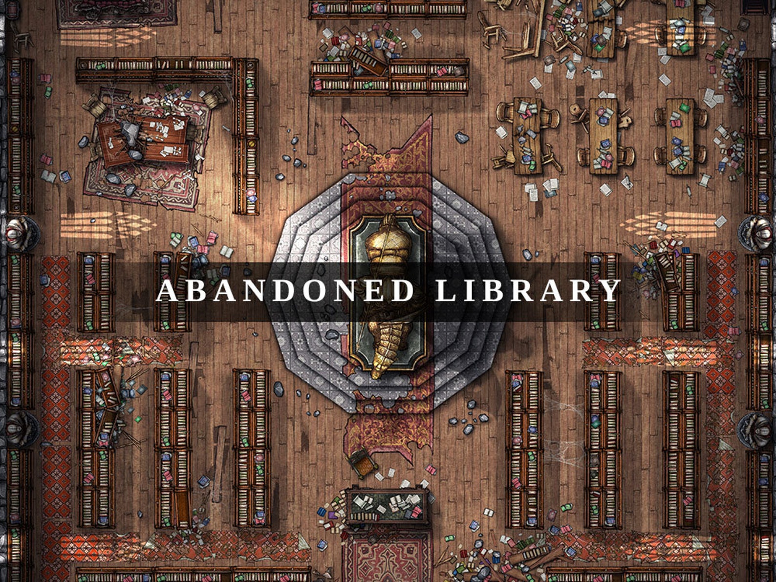 Abandoned Library Ruins Battlemap, Dnd Battle Map, D&D, Battle Map ...