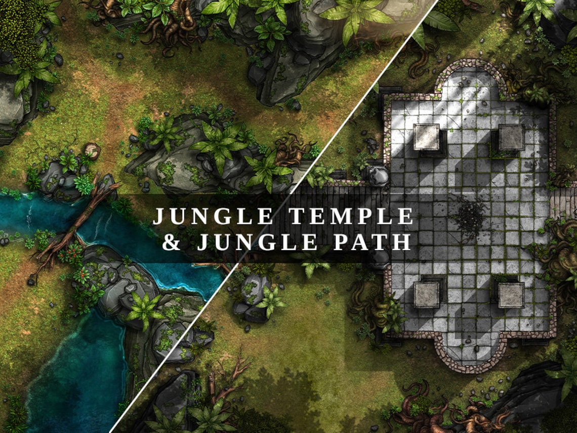 X2 Jungle Temple & Jungle Path Digital Battlemap, Dnd Battle Map ...
