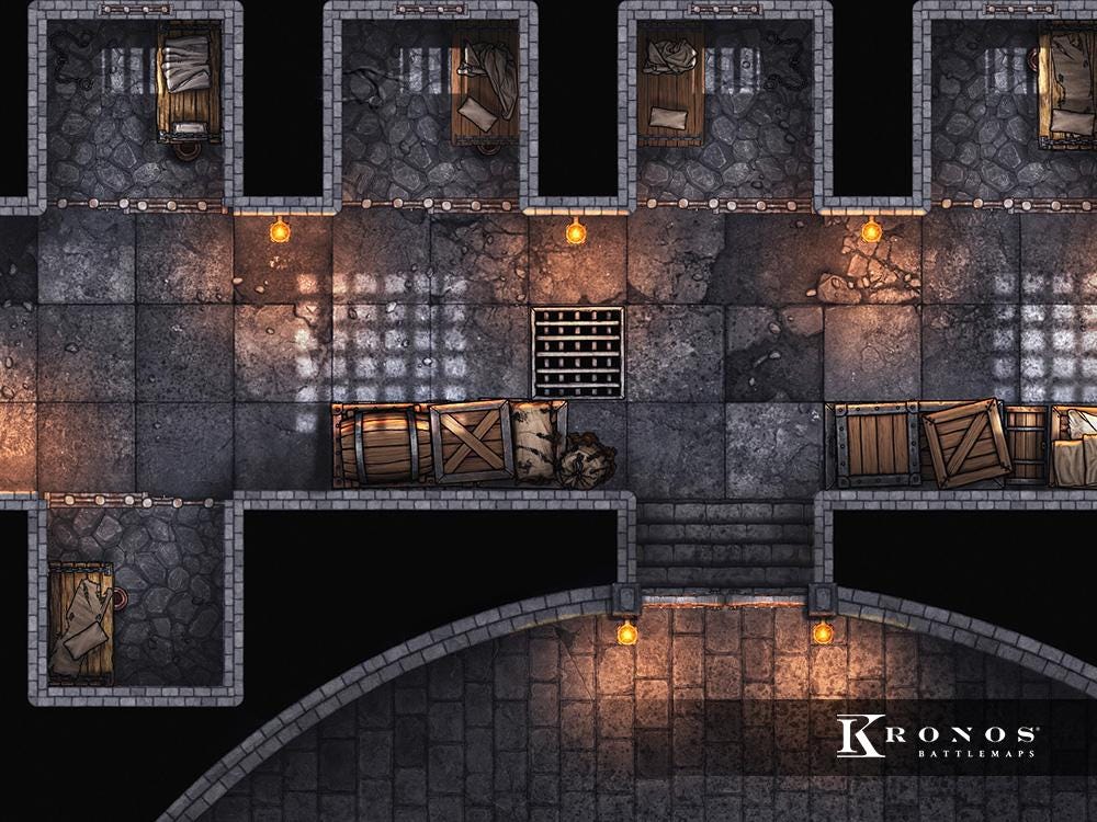 Prison Battlemap: Dnd 5e Digital Map (40x30 Grid) - Crimson Hollow - Etsy