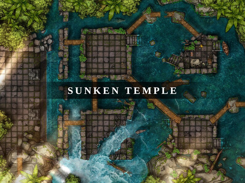 The Sunken Temple - Battlemap - Etsy