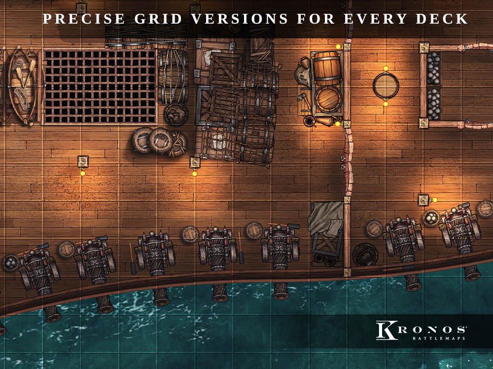 Pirate Ship Battlemap: D&D 5e, Multi-deck Man-o-war Sailing Ship ...