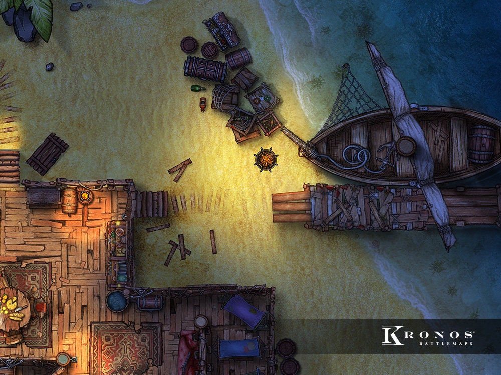 Pirate Island Hideout 4k Digital Battlemap X2, Dnd Battle Map, Dungeons ...