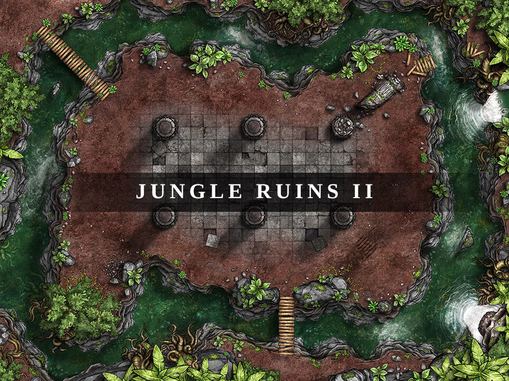 Jungle Ruins II Digital Battlemap, 4k Grid/night Versions Dnd Battle ...