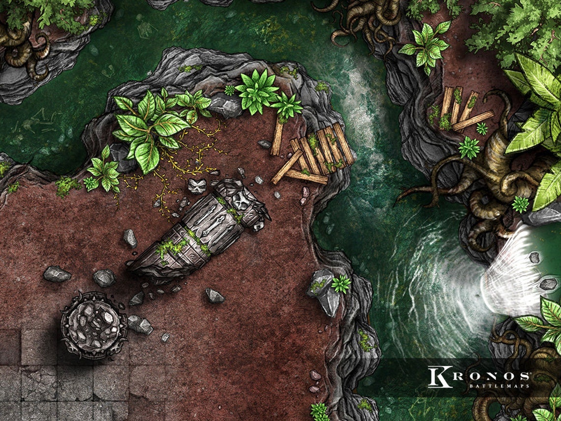 Jungle Ruins II Digital Battlemap, 4k Grid/night Versions Dnd Battle ...
