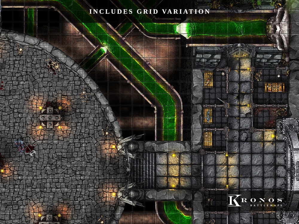 City Sewer Arena Digital Battlemap, Battlemap, Dnd Battle Map, D&D, 5e ...