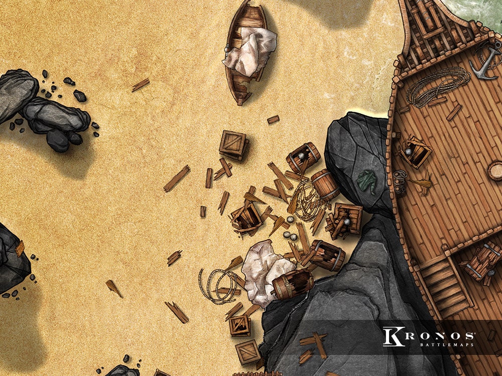 Shipwreck Battlemap, Dnd Battle Map, D&D, Dungeons and Dragons, 5e ...