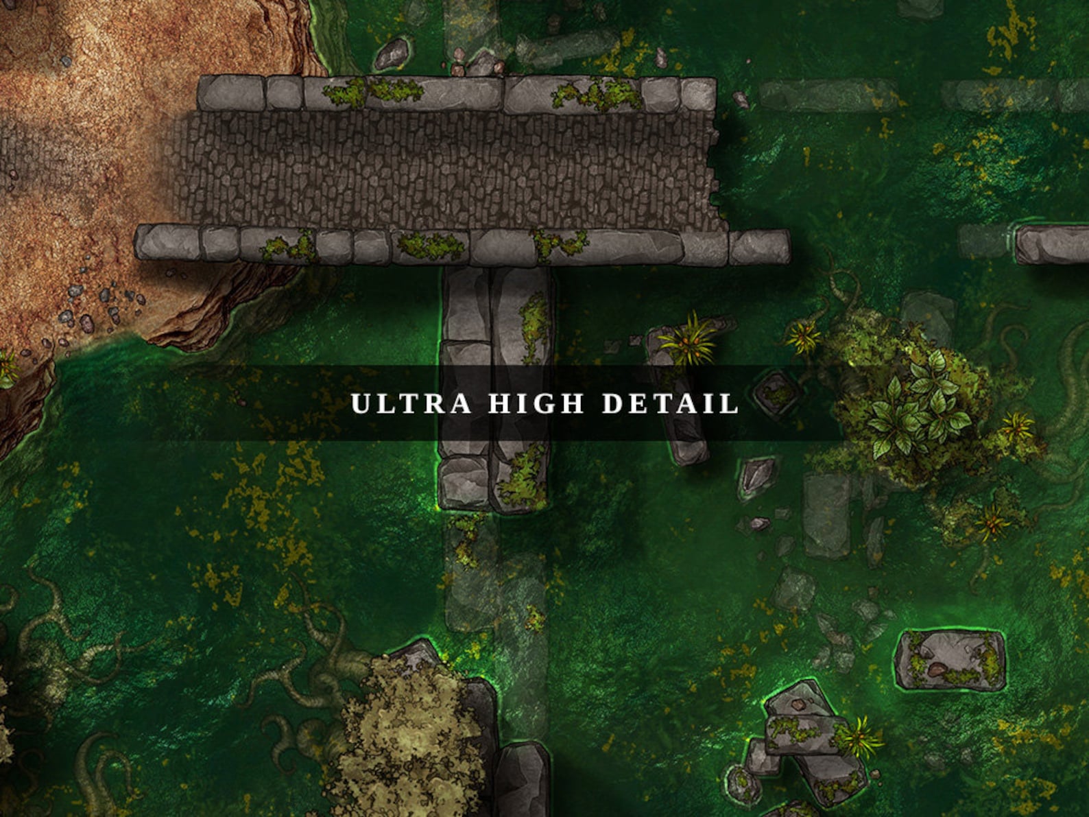 Swamp Ruins - Battlemap, Dnd Battle Map, Wasteland, Battle Map ...