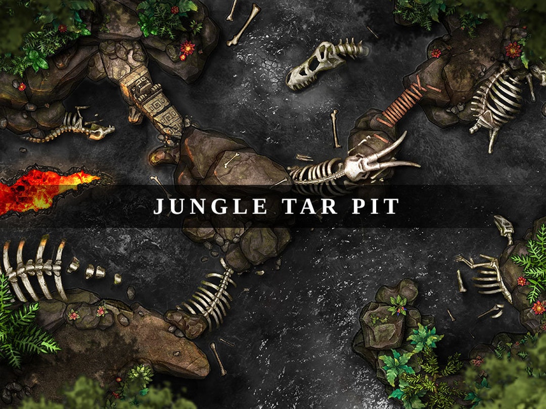 Jungle Tar Pit Digital Battlemap, Grid/night Versions Dnd Battle Map ...