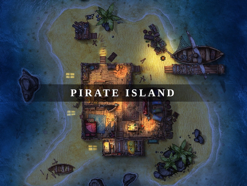 Pirate Island Hideout 4k Digital Battlemap X2, Dnd Battle Map, Dungeons ...