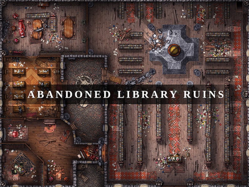 Abandoned Library Ruins Battlemap: 40x30 Dnd 5e (digital Download) - Etsy