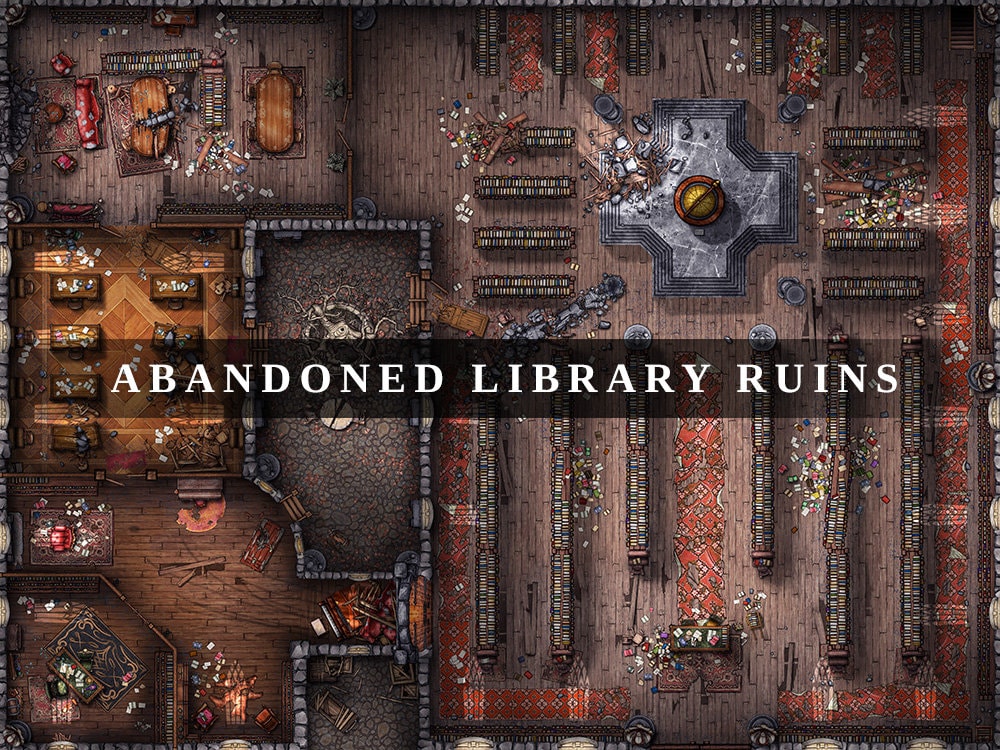 Abandoned Library Ruins Battlemap: 40x30 Dnd 5e (digital Download) - Etsy