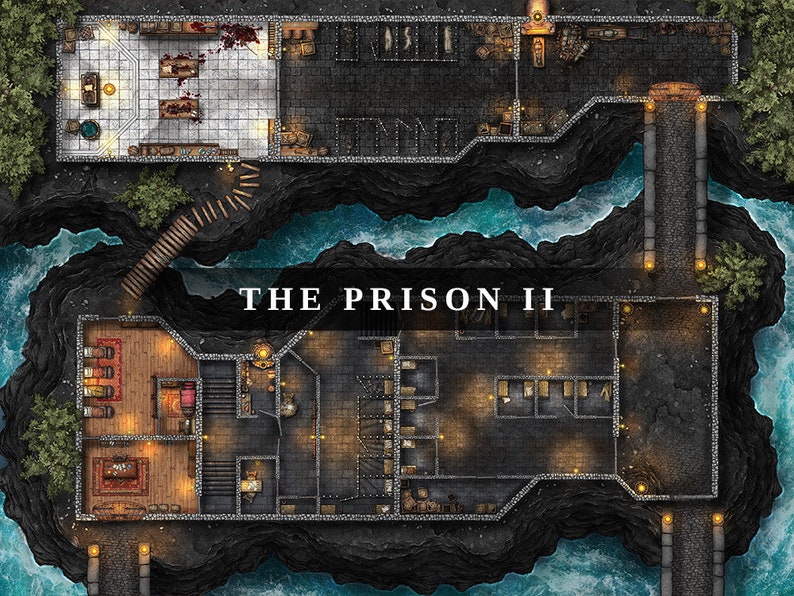 The Prison II Battlemap, Dnd Battle Map, D&D, Battle Map, Dungeons and Dragons, 5e, Roll20 ...