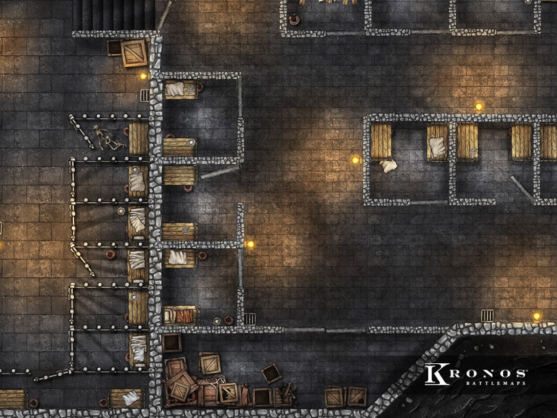 The Prison II Battlemap, Dnd Battle Map, D&D, Battle Map, Dungeons and ...