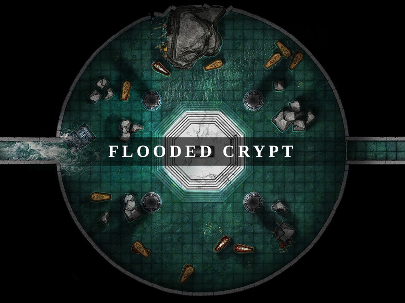 Flooded Crypt Battlemap, Dnd Battle Map, D&D, Battle Map, Dungeons and ...