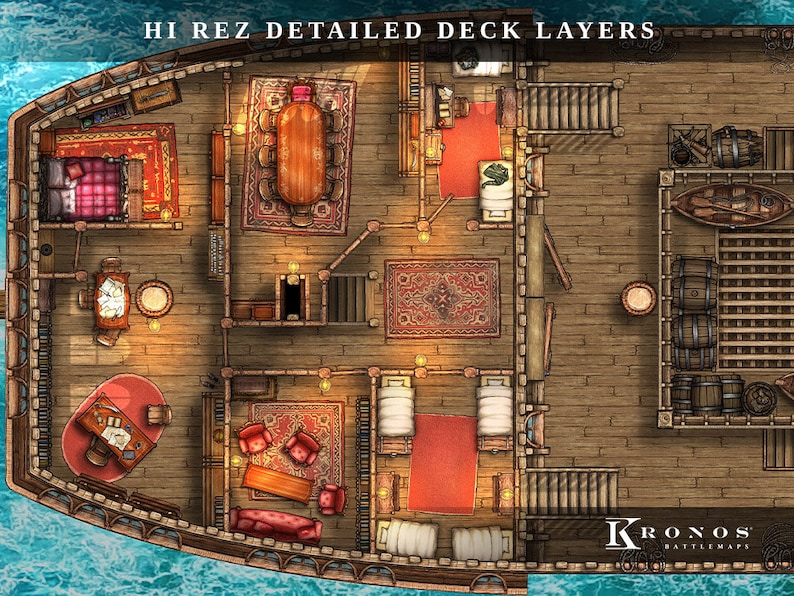 Galleon Ship Battlemap: D&D 5e, Multi-deck Sailing Ship (digital Map ...